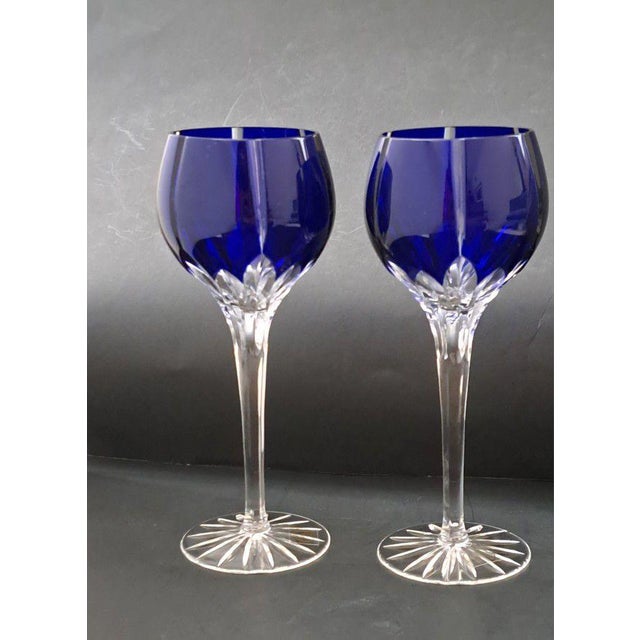 Late 20th Century Ajka Castille Cobalt Cut to Clear Crystal PbO Wine ...