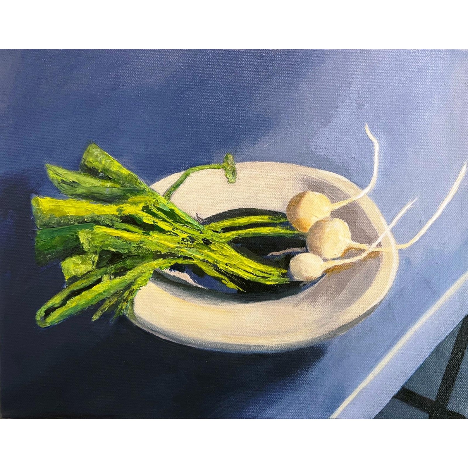 "White Radishes" Contemporary Impressionist Food Still Life in Blue and ...