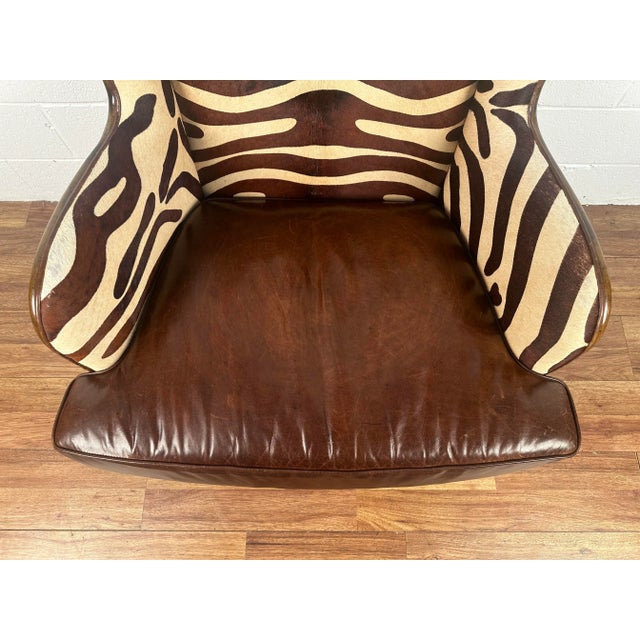 Maitland - Smith Wingback Cowhide Zebra Print Leather Lounge Chair ...