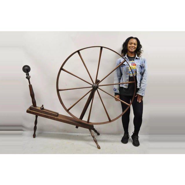 Antique American Primitive Colonial Wooden Country Spinning Wheel ...