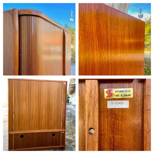Danish Modern Monumental Teak Tambour Highboy Storage Cabinet | in the ...