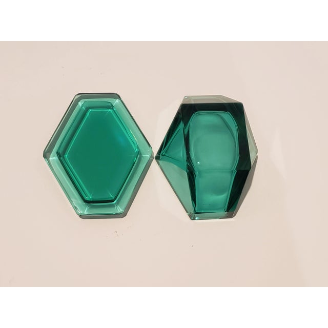 Vintage Mid-Century Modern 1960's Cubist Hexagon Emerald Crystal ...