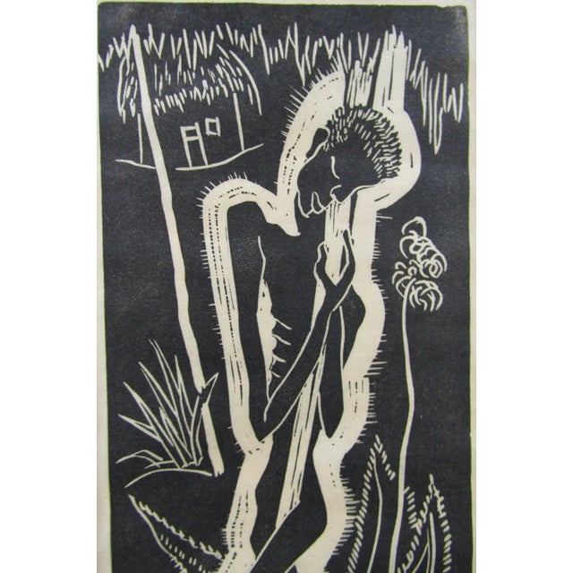 1950s Fannie Mennen Matted Woodcut Block Print Haiti From Plum Nelly ...