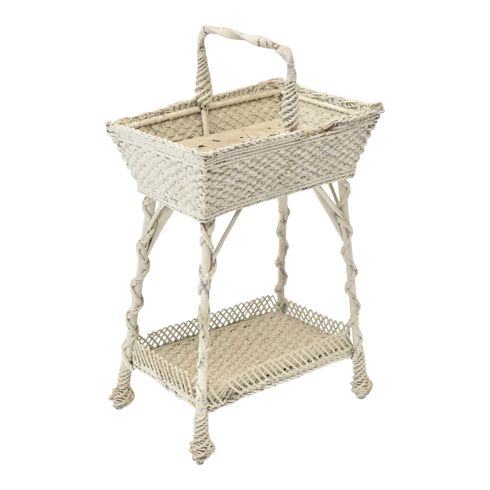 Early 20th Century Wicker Sewing Stand | Chairish