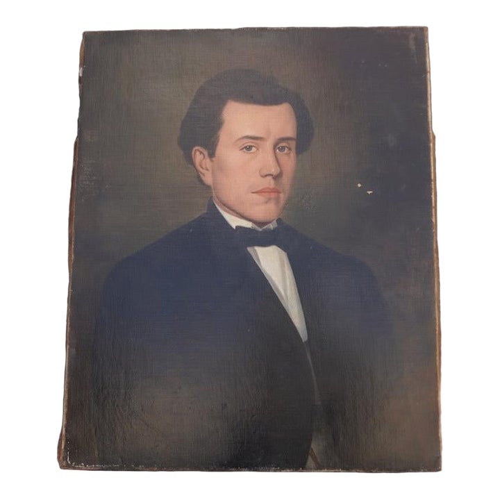 Mid 19th Century Gilded Age Portrait, Signed, Oil on Canvas | Chairish