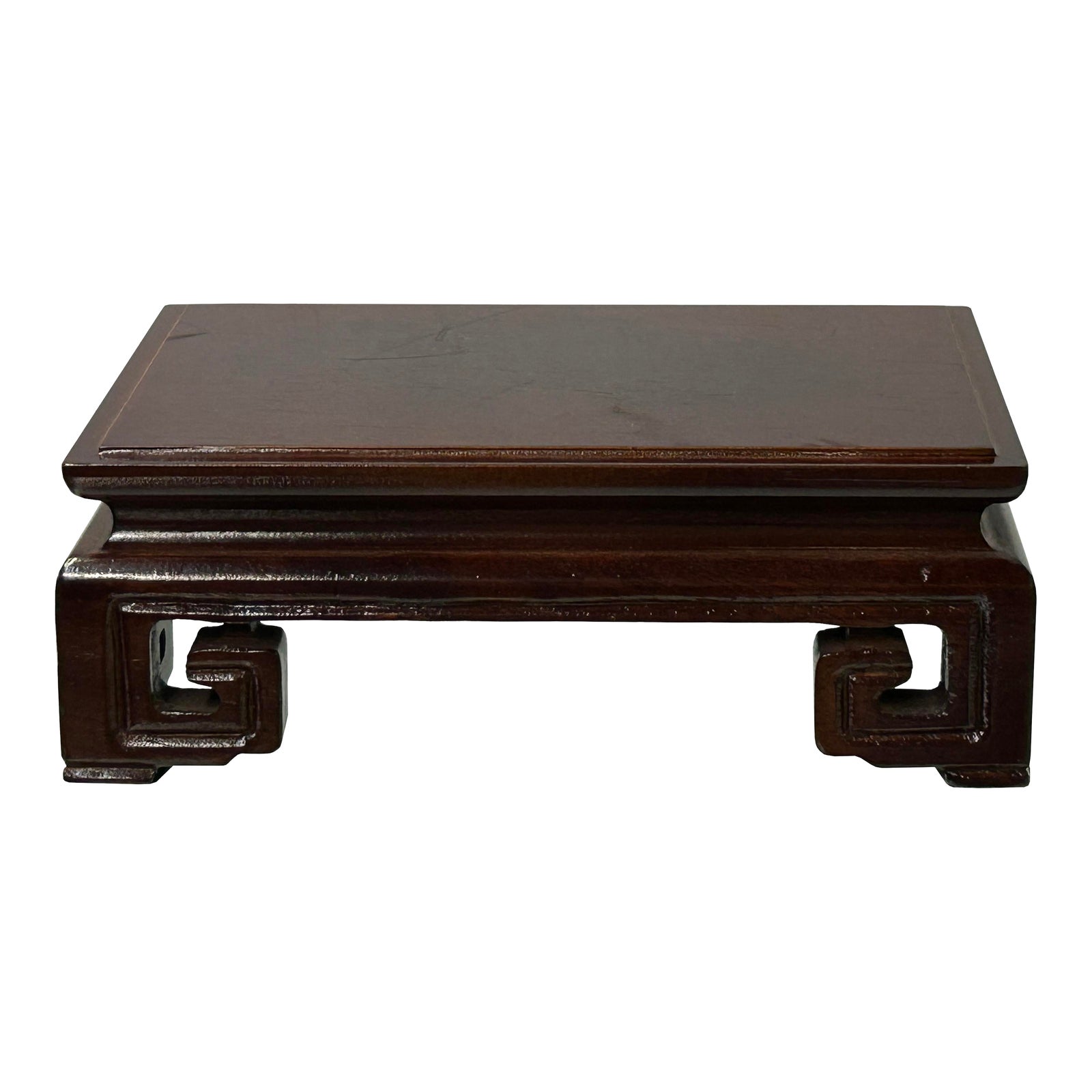 10.5" Brown Wood Rectangular Ru Yi Scroll Leg Display Stand Riser Easel ...
