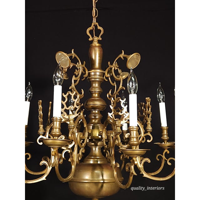 Rare Vintage 1940s Dutch Colonial 8 Light Dark Patina W/Ornate Mirrors ...