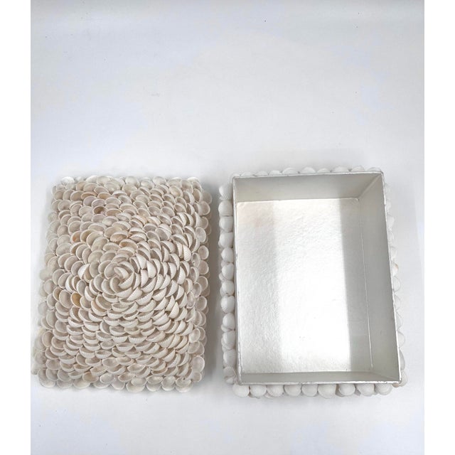 Late 20th Century Vintage White Scallop Shell Rosette Covered Box ...