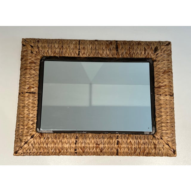 1970s Large Rectangular Rope Mirror | Chairish