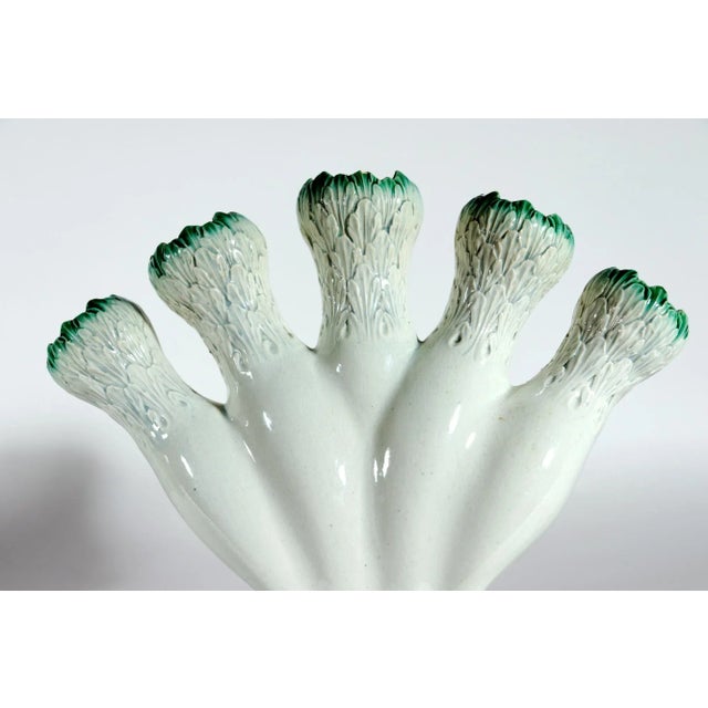 18th-Century Creamware Flower Finger or Quintell Vase With Green Molded ...
