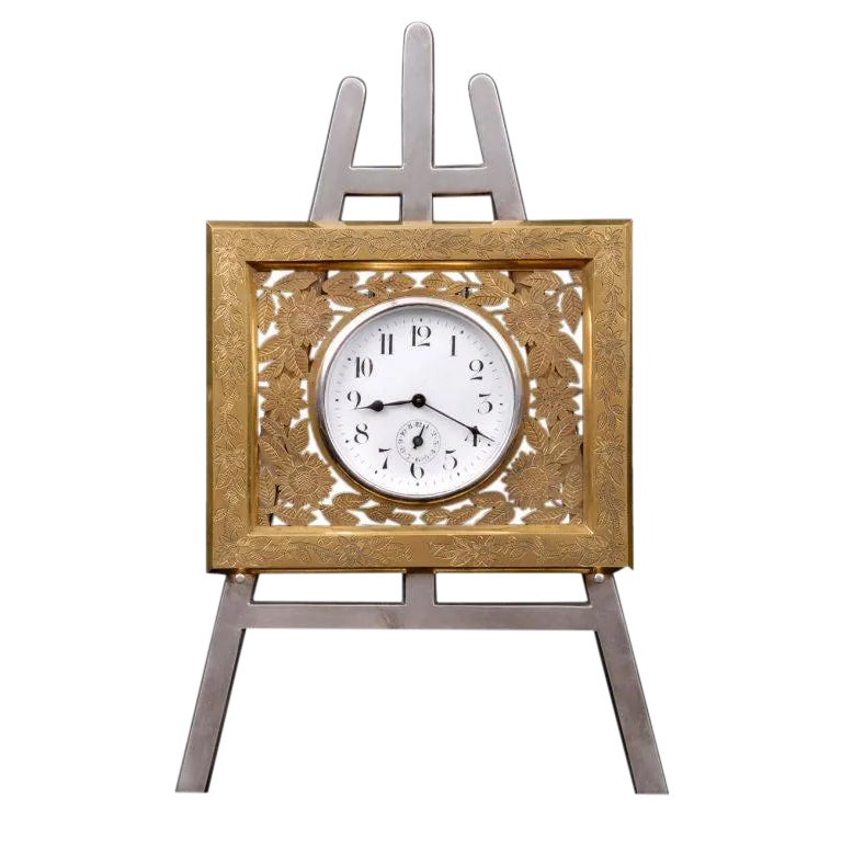 English Gilded Easel Clock | Chairish