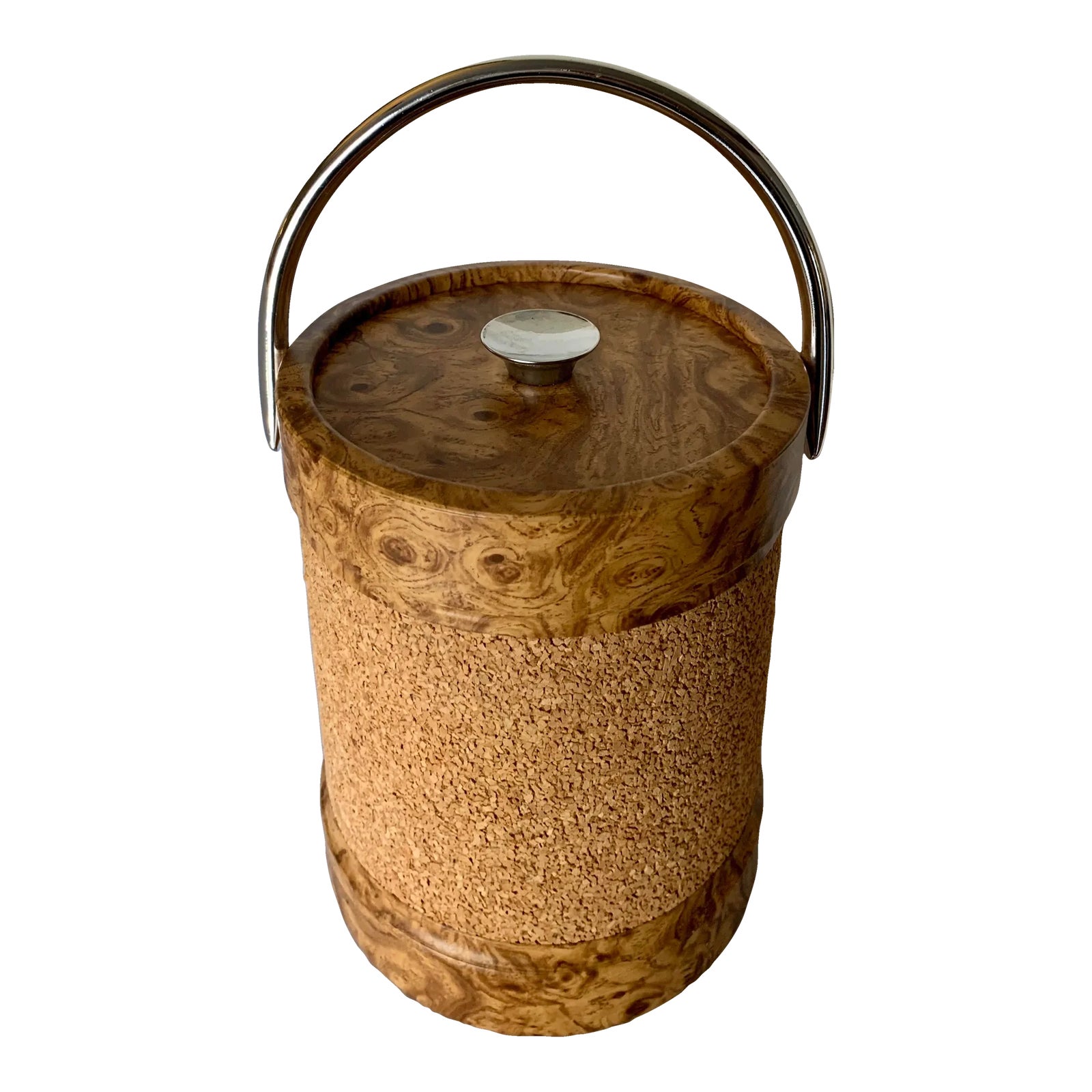 1960s Kraftware Cork Ice Bucket With Chrome Handle | Chairish