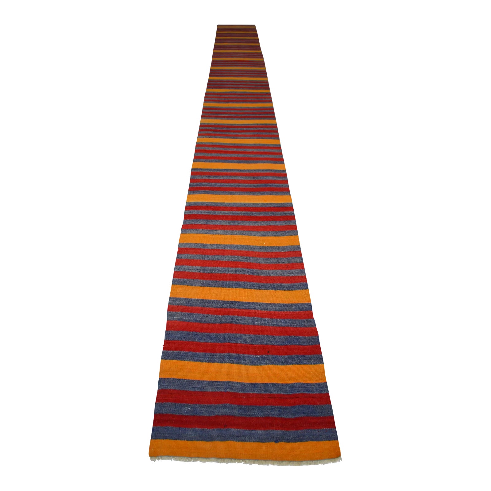 1970s Flat Weave Runner Rug Kilim Stair Tread - 2′4″ × 24′8″ | Chairish