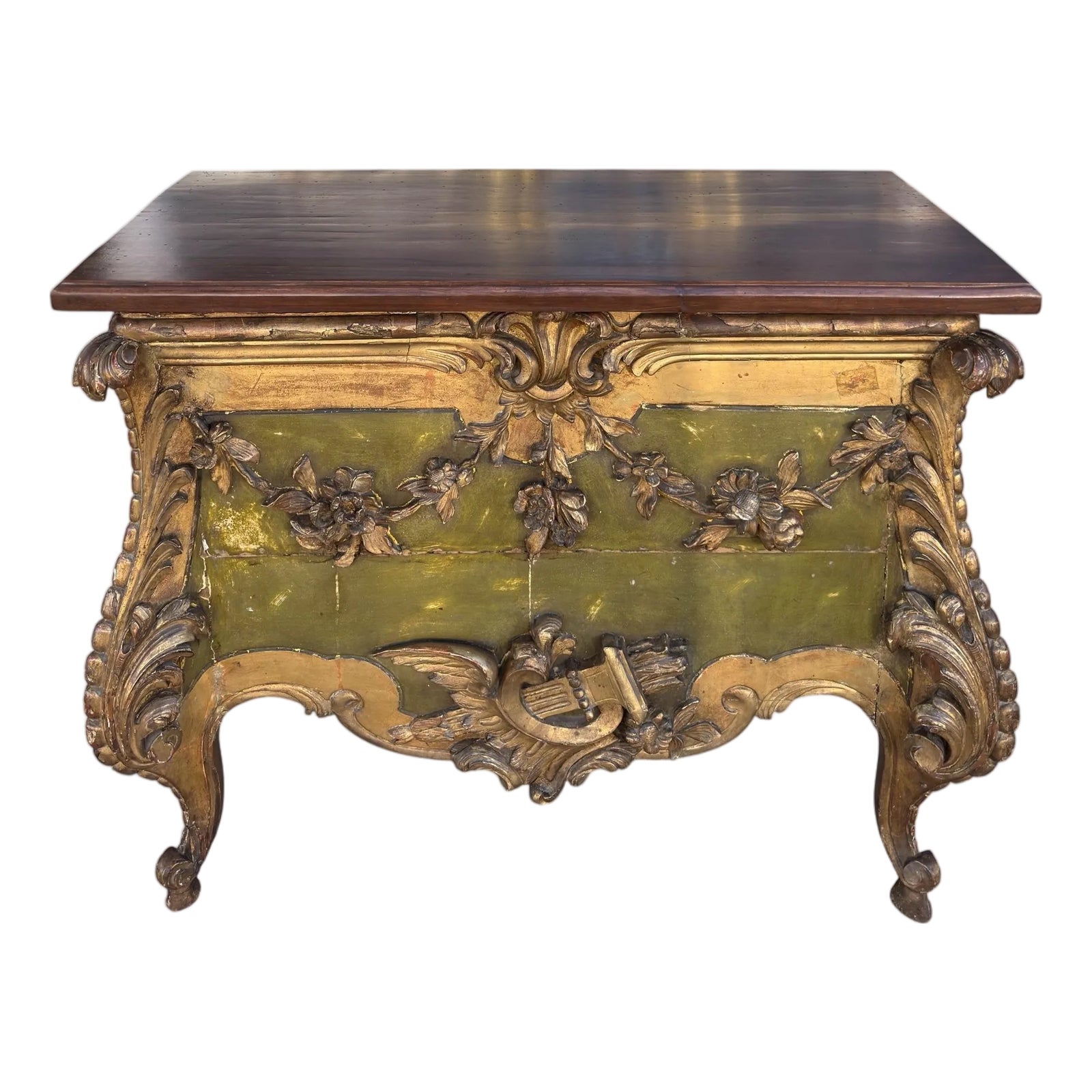 Antique 18th C Louis Vx Giltwood & Walnut Chest Side Table | Chairish