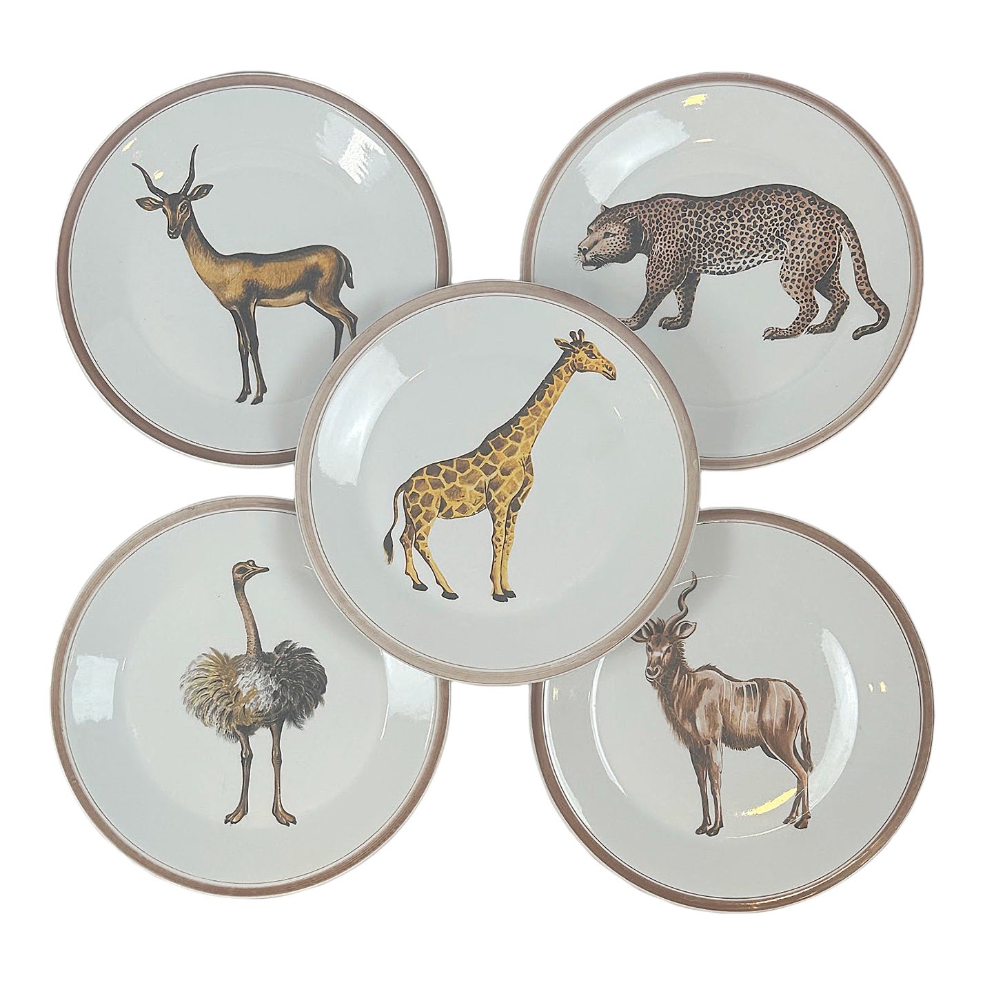 1980's Vintage Mottahedeh Exotic Animals Dinner Plates - Set of 5 ...