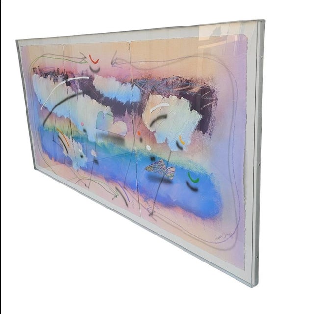 1960s Mid Century Abstract Art by James Groody Oil on Paper Triptych ...