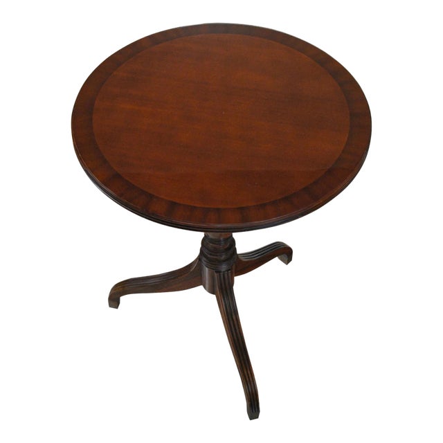 Round Mahogany Table With Reeded Edge | Chairish