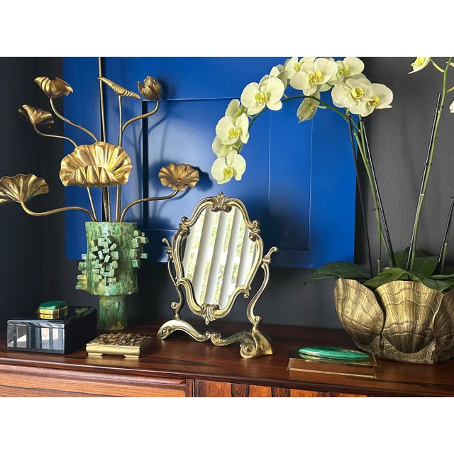 1970s Rococo Brass Vanity Mirror | Chairish