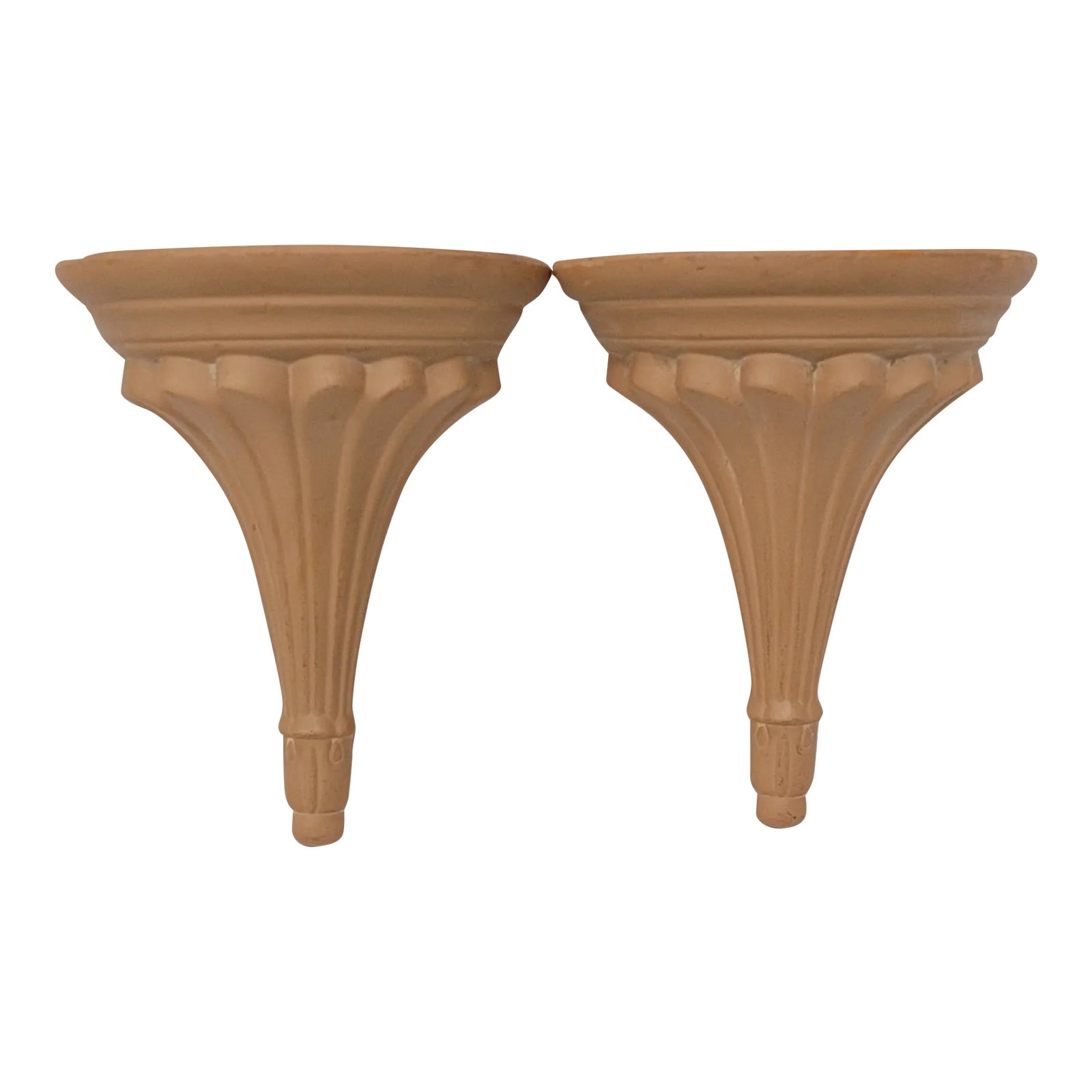 1980s Pair Vintage Clay Wall Sconces Display Shelf Pottery or Terra ...