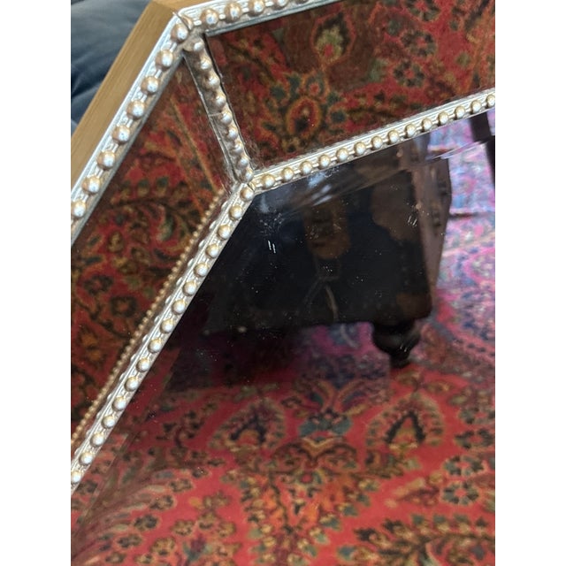 Octagon Silver Swiss-Dot Wall Mirror With Bevelled Glass | Chairish