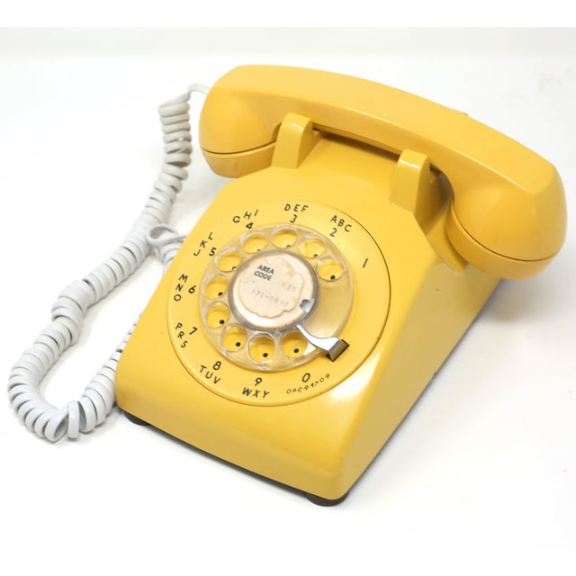 Vintage Yellow Rotary Desk Telephone | Chairish