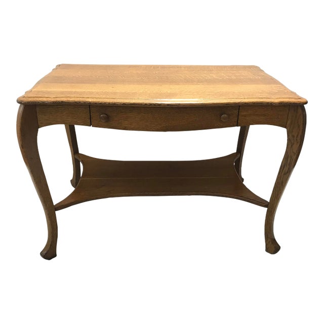 1900s Tiger Oak Parlor Table by Wolverine Mfg. Company | Chairish