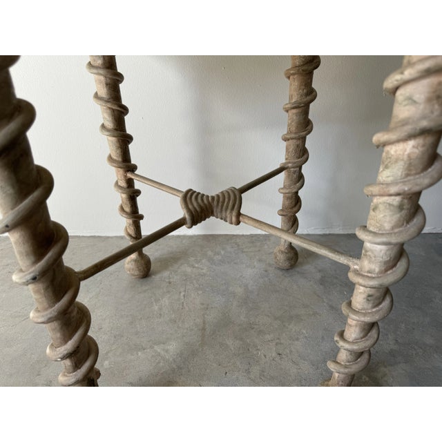 Vintage Organic Sculptural Metal Base Side Table With Coral Stone Top ...