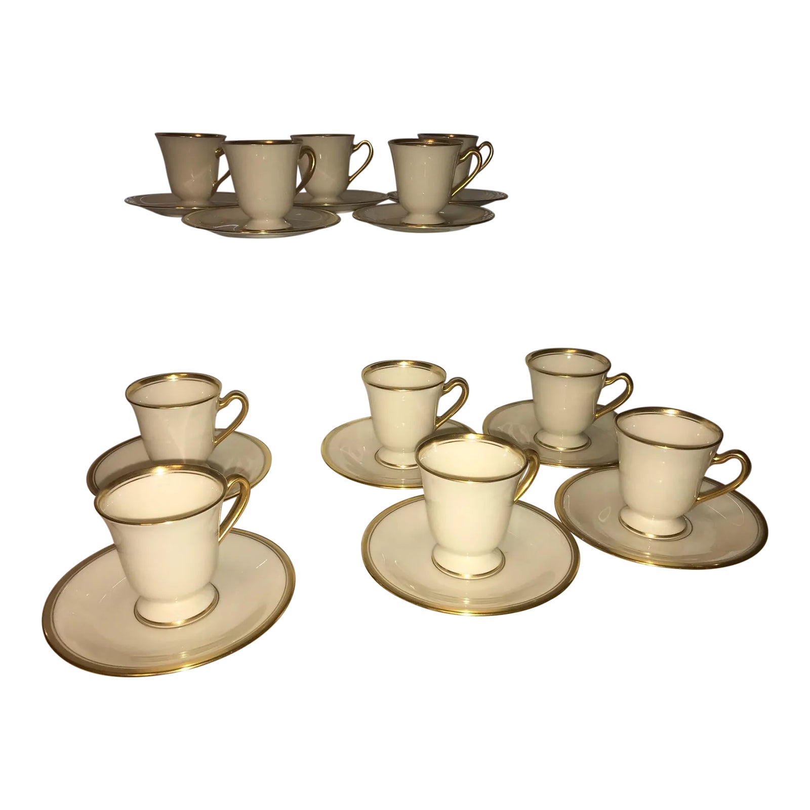 1970s Lenox China Tea Coffee Cups and Saucers 1603/86 Gold Trim- 22 ...