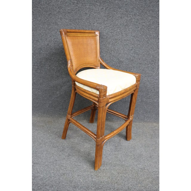 Palecek Set/4 Woven & Bamboo Barstools | Chairish