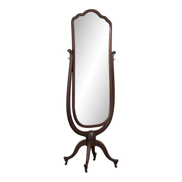 Antique Mahogany Cheval Standing Mirror | Chairish