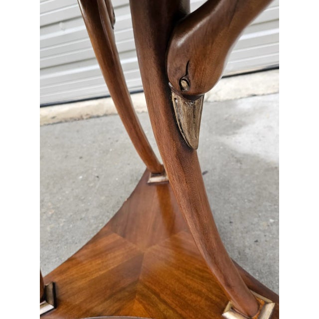 Early 20th Century Round Swan Neck Tripod Accent Table | Chairish