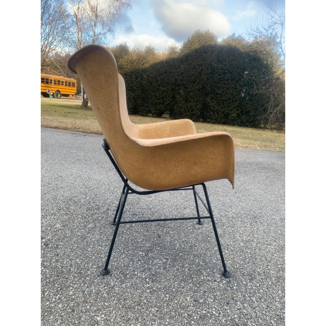 1950s Selig Lawrence Peabody Fiberglass Wingback Chair Beige | Chairish