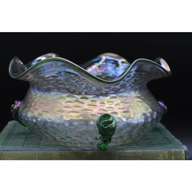 1930s 1880 Art Nouveau Iridescent Glass Bowl in the Manner of Loetz ...