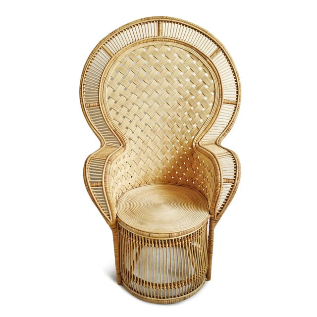 Natural Rattan Basket Fan Chair | Chairish