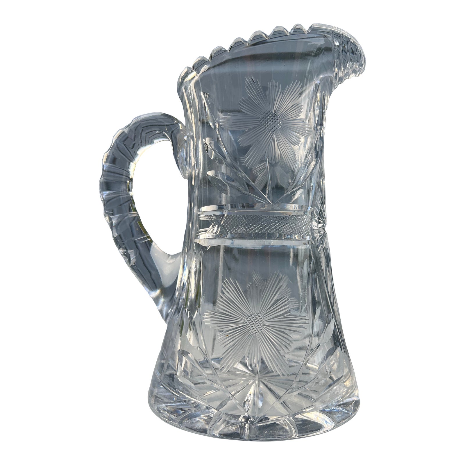 Antique Sparkling American Brilliant Cut Crystal Heavy Floral Serving ...
