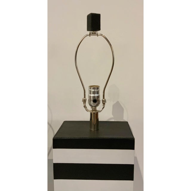 Currey & Co. Modern Black and White Strip Leather Table Lamps Pair ...