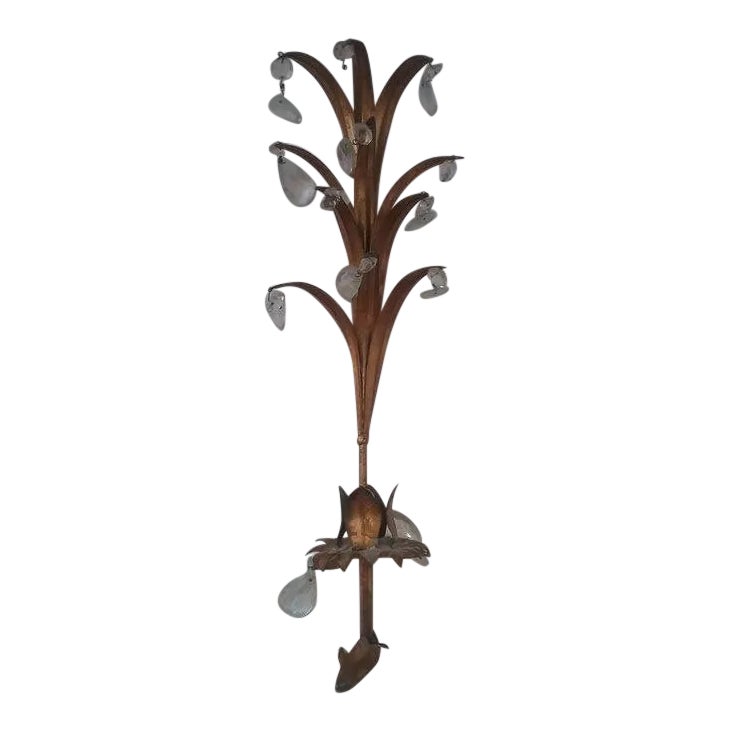 French Gilt Glass Prism Sconce | Chairish