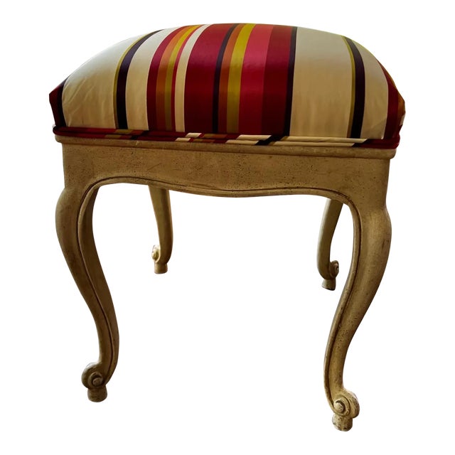 Vintage Thomas De Angelis Stool in Manuel Canovas Silk Stripe Fabric ...