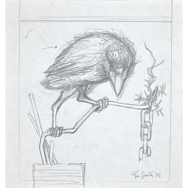 Leo Guida, The Crow, Original Pencil Drawing, 1972 | Chairish