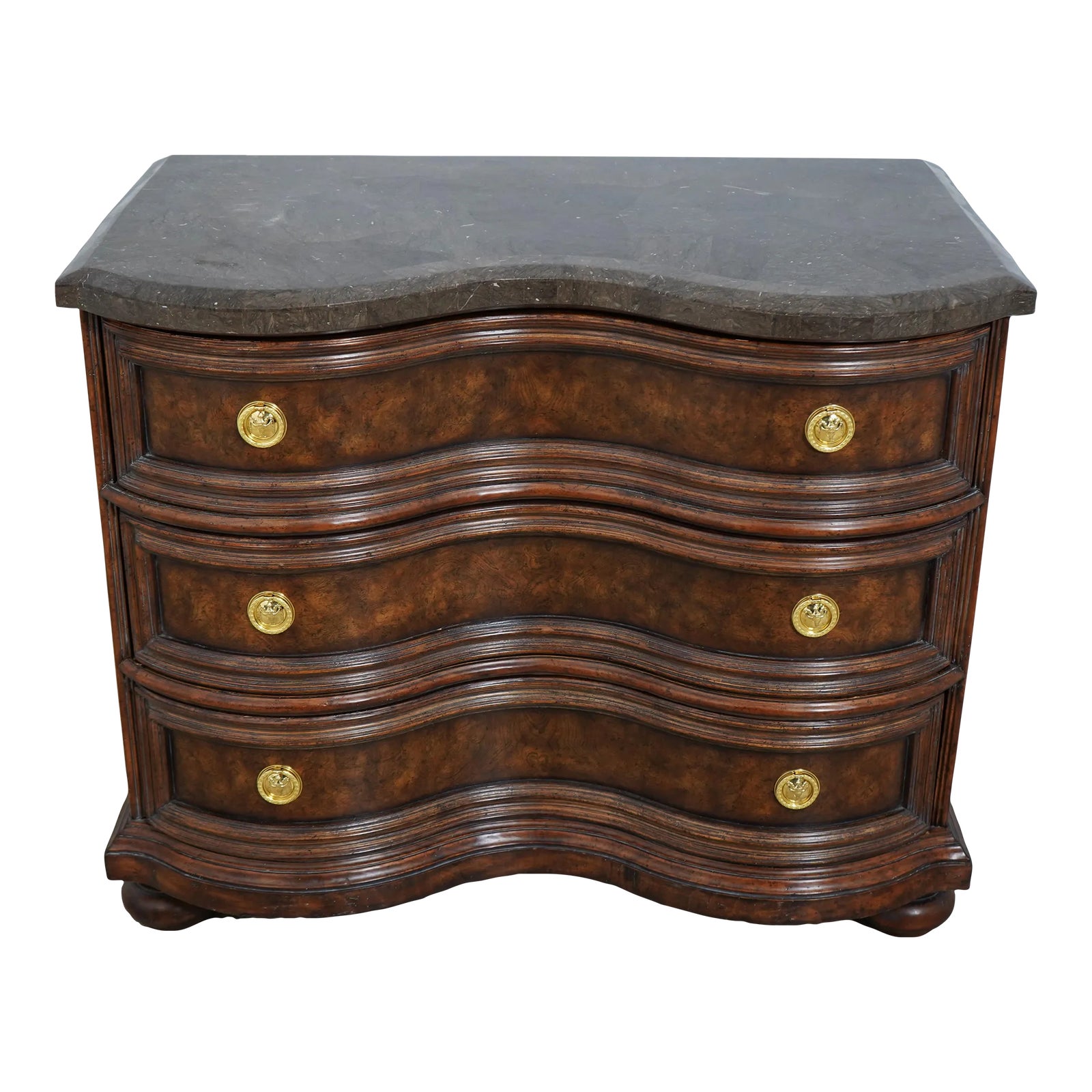 Maitland Smith Marble Top 3 Drawer Continental Commode Chest | Chairish