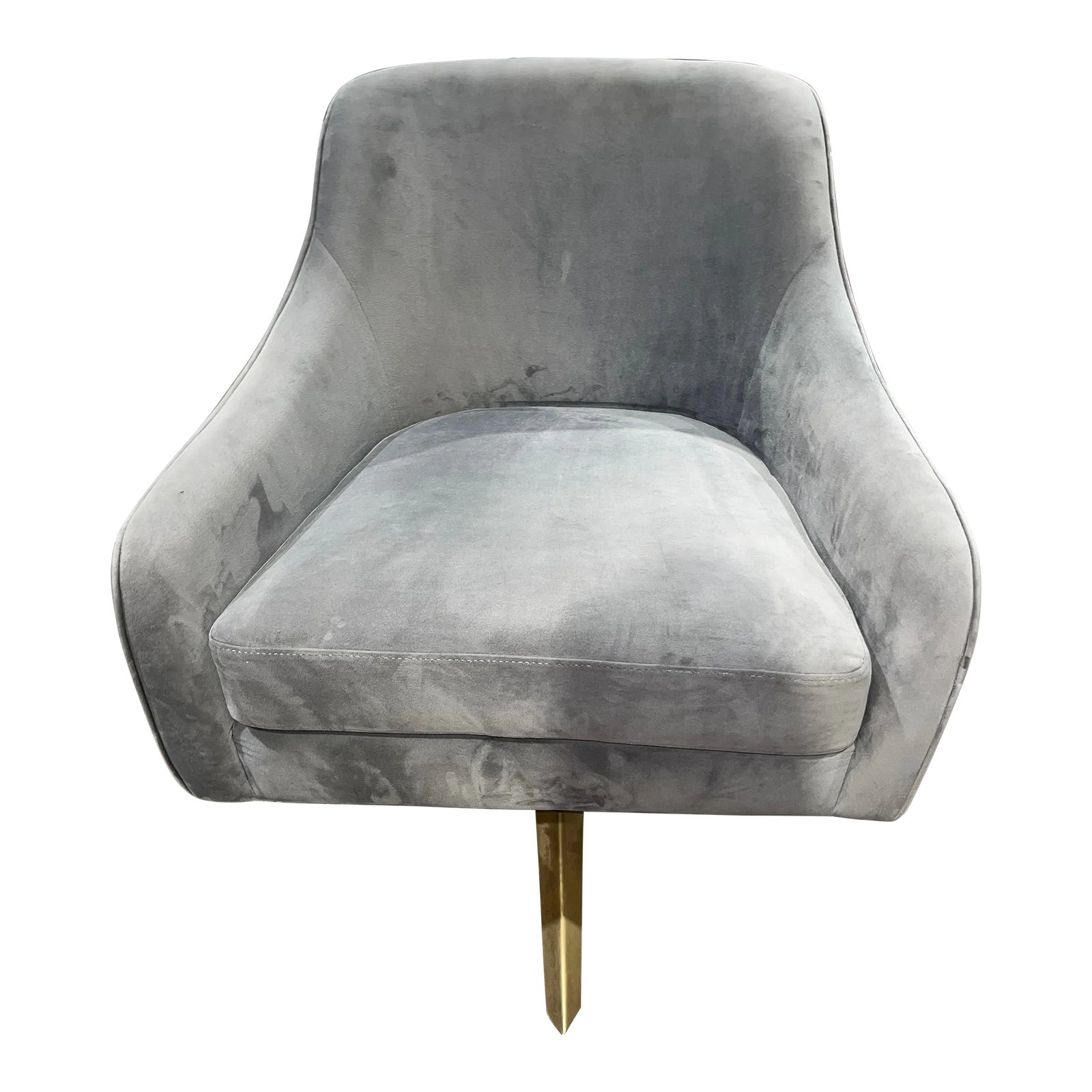 Houzz Grey Velvet Swivel Chair
