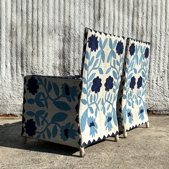 Vintage Boho Hand Beaded Lounge Chairs - a Pair | Chairish