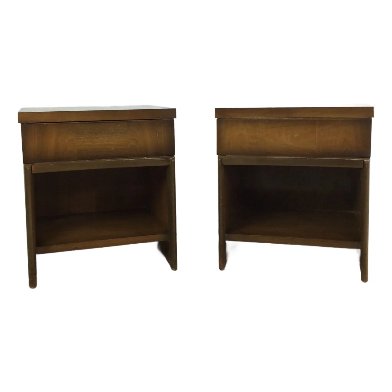 Pair of Mid Century Modern Nightstands With One Drawer and Sled Legs ...
