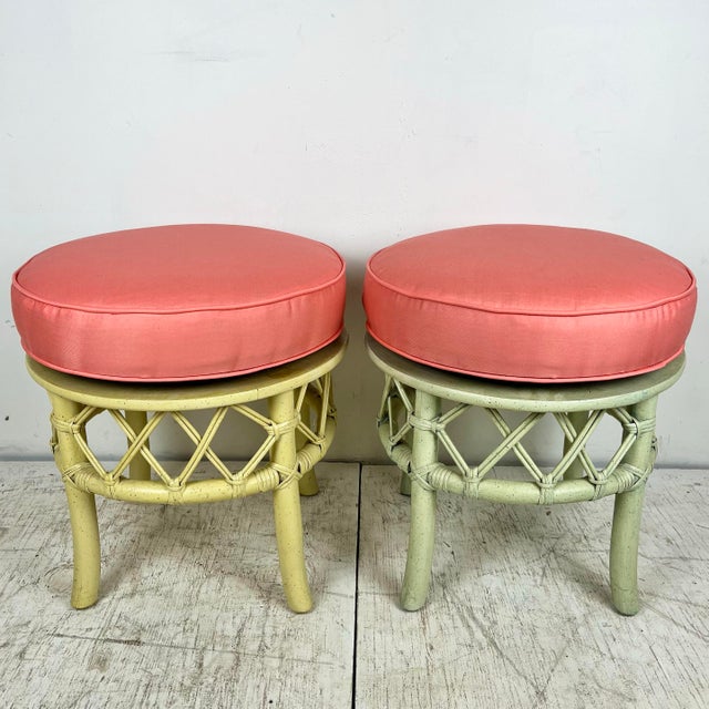 Vintage Ficks Reed Rattan Swivel Stools- a Pair | Chairish