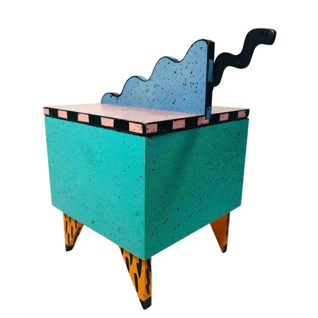 1990s Hollis Fingold Post Modern Memphis Jewelry Trinket Abstract Box ...