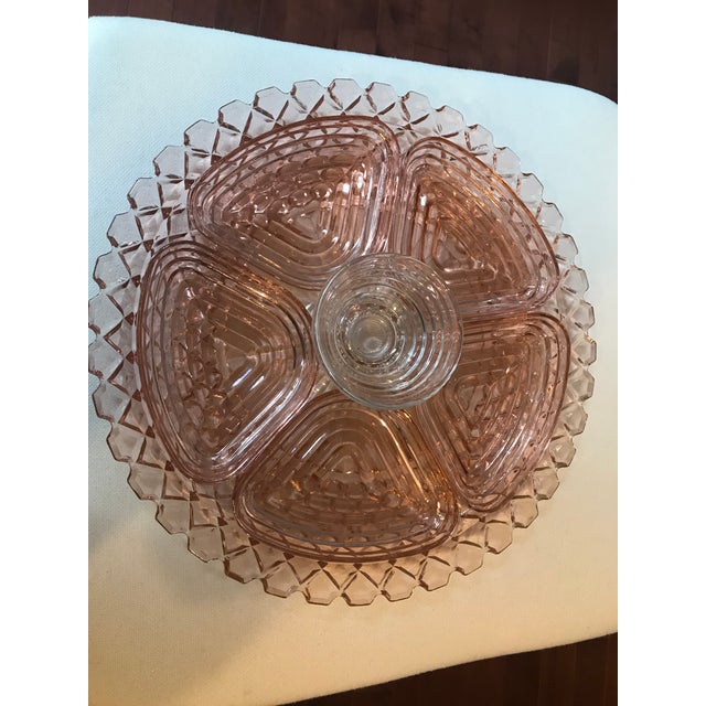 Early 20th Century Pink Depression Glass Party Platter | Chairish