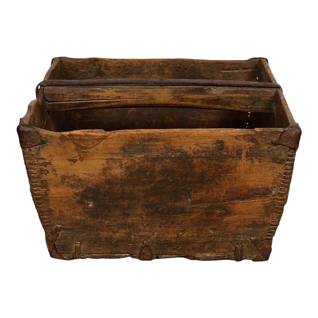 Antique Chinese Official Wooden Rice Grain Bucket | Chairish