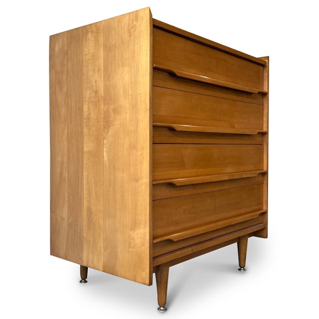 Unique Mid Century Modern Highboy in Solid American Maple by Crawford ...