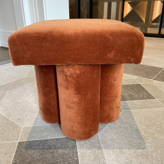 Lulu & Georgia Rust Colored Velvet Stool | Chairish