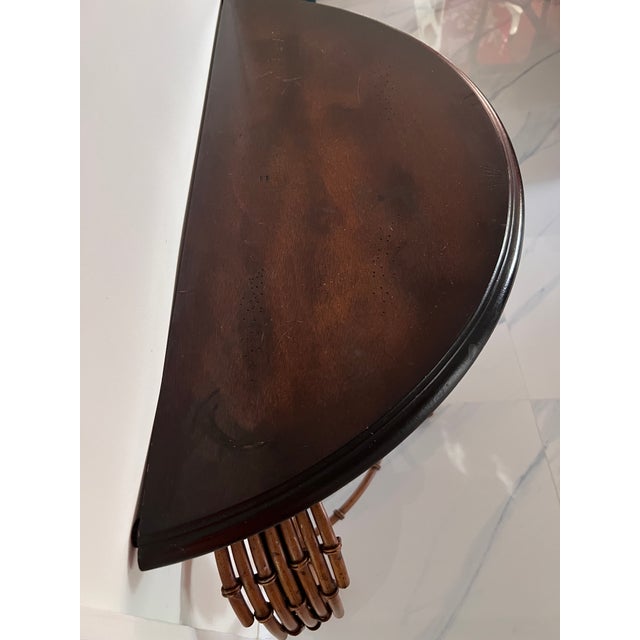 Vintage Faux Bamboo Half-Moon Console Metal Table With Mirror, the Set ...